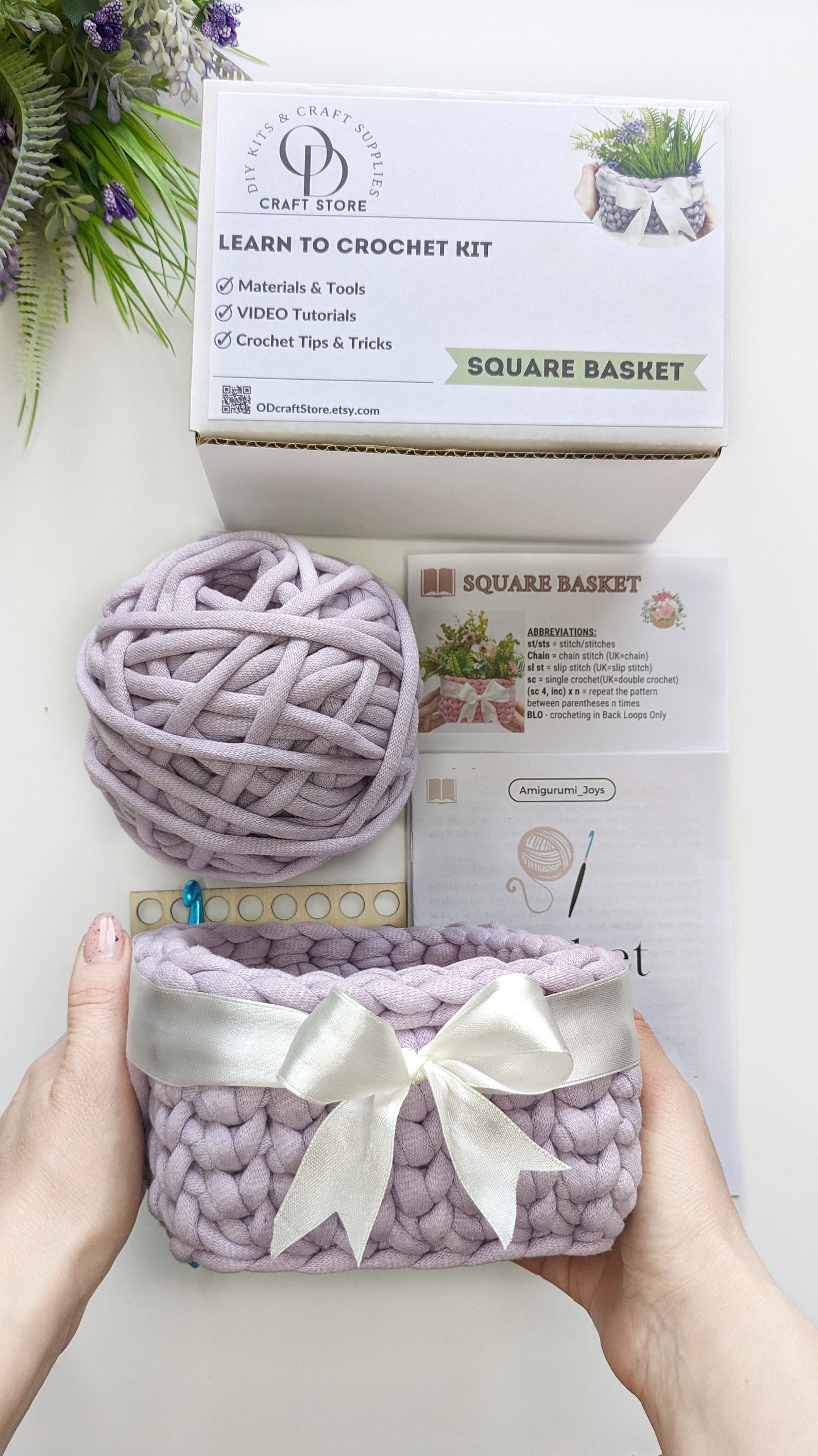 Crochet DIY KIT, Square Basket Beginner Crochet KIT, Gifts for Crafters ...