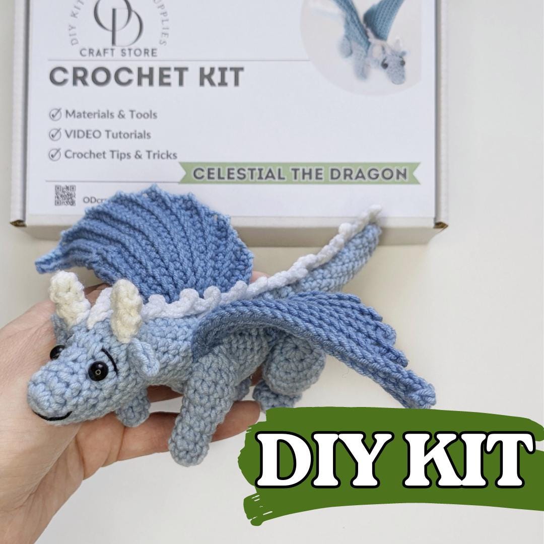 Crochet Dragon DIY Kit for Beginners: Amigurumi Craft Project - Etsy