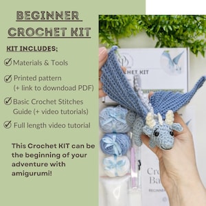 Crochet Dragon DIY Kit for Beginners: Amigurumi Craft Project - Etsy
