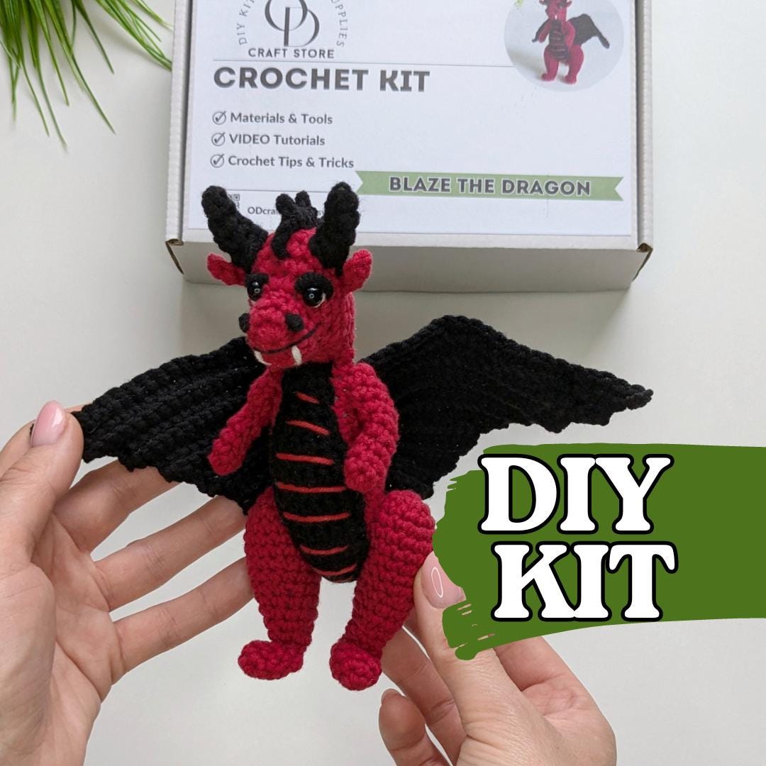 Crochet DIY Kit, Blaze the Dragon Amigurumi Kit - Etsy