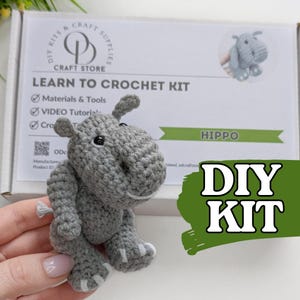 Learn to Crochet KIT, Amigurumi Hippo DIY Kit for Beginners - Etsy