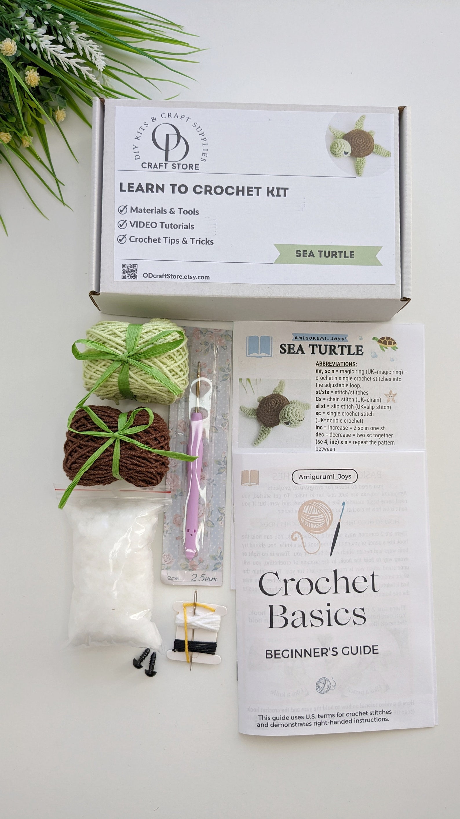 Learn to Crochet KIT, Crochet Turtle Beginner Crochet KIT, Crochet ...