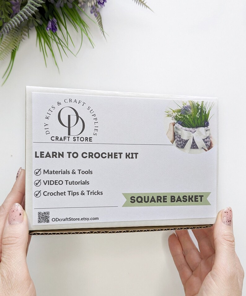 Crochet DIY KIT, Square Basket Beginner Crochet KIT, Gifts for Crafters ...