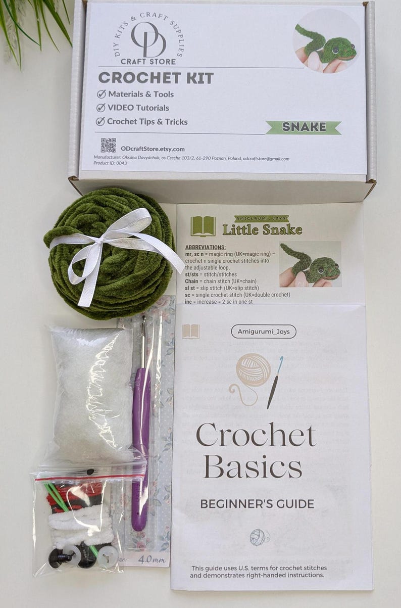 Crochet KIT Amigurumi Snake, Learn to Crochet Amigurumi, Snake Crochet ...