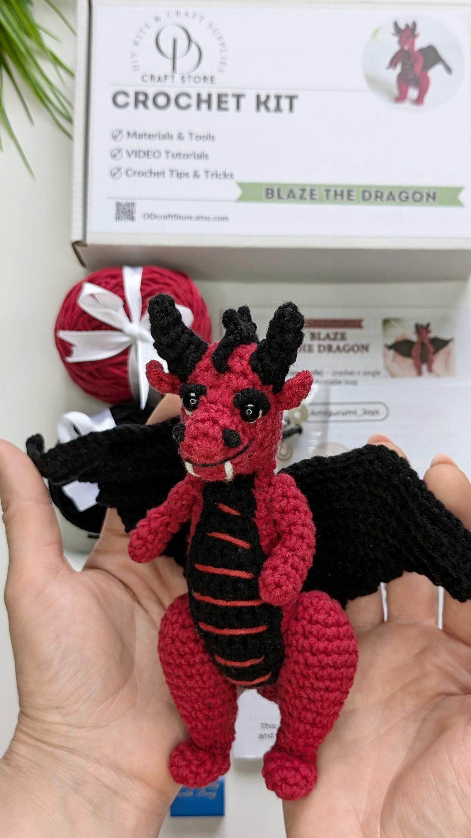 Crochet DIY Kit, Blaze the Dragon Amigurumi Kit - Etsy