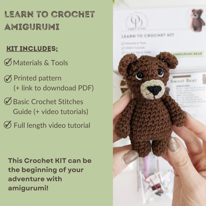 Beginner Crochet KIT, Learn to Crochet Amigurumi, DIY Teddy Bear - Etsy