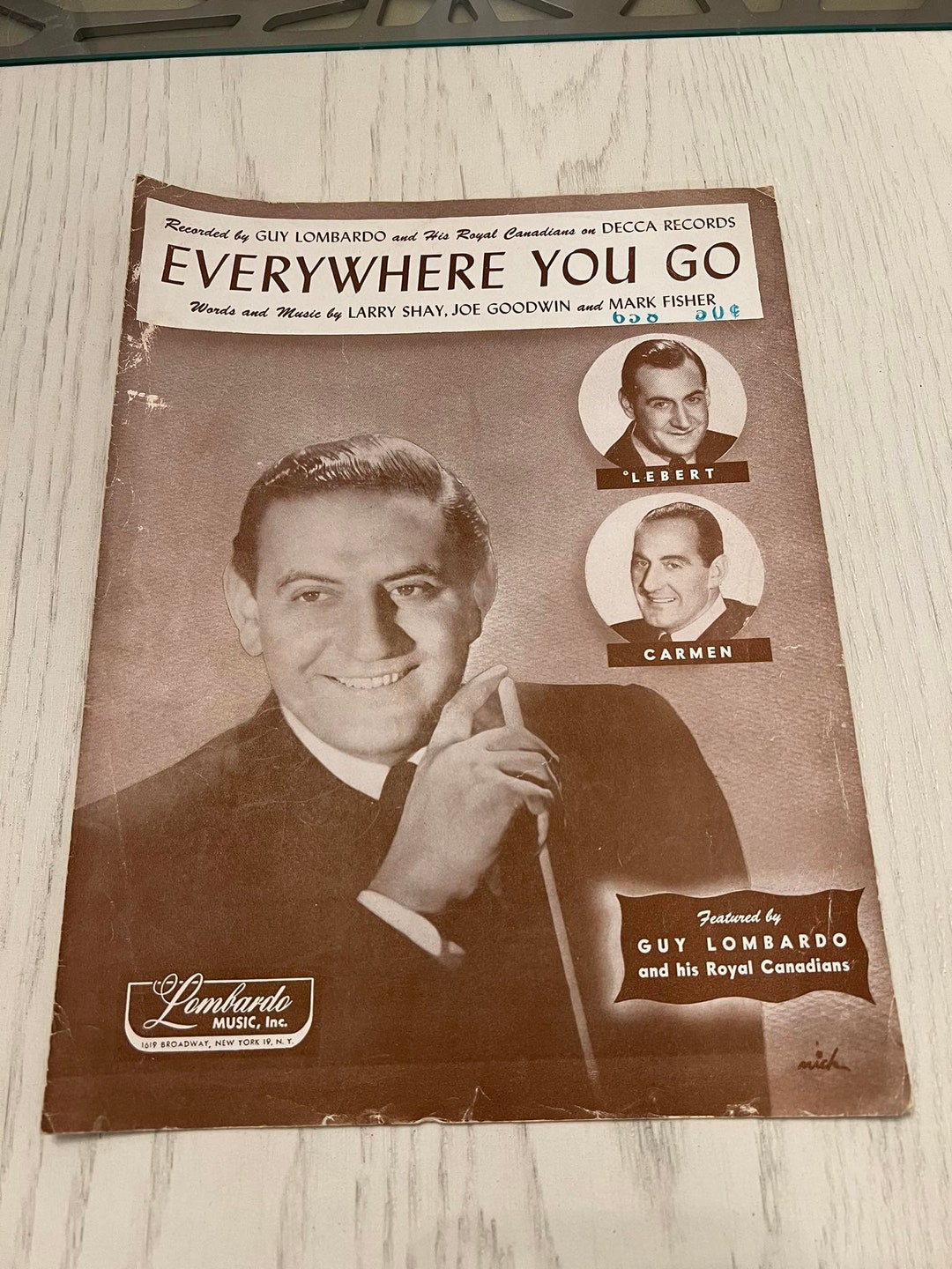 Vintage Sheet Music Everywhere You Go Shay/goodwin/fisher - Etsy