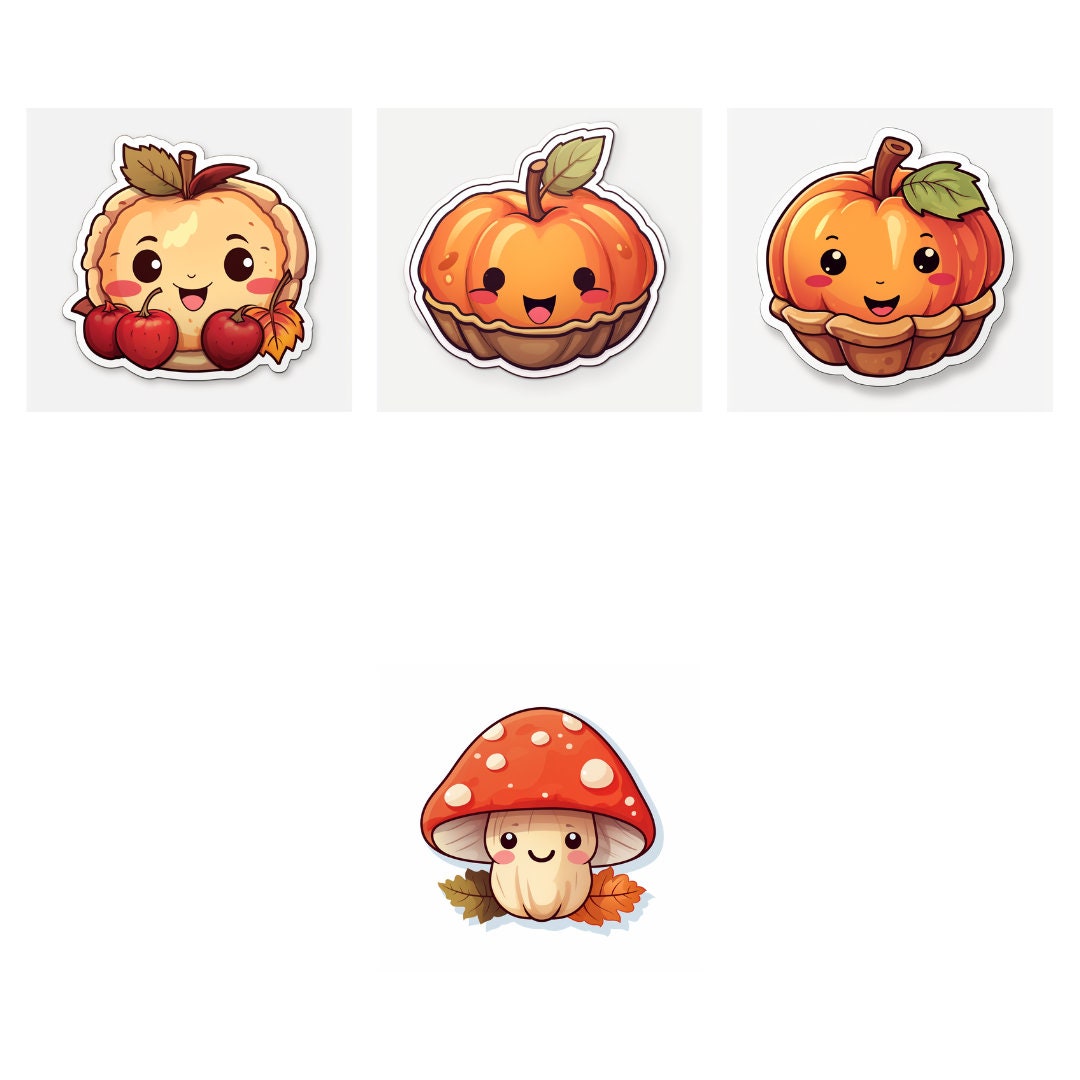 Cute, Kawaii Autumn Themed Clip-arts, 20 Png-s - Etsy