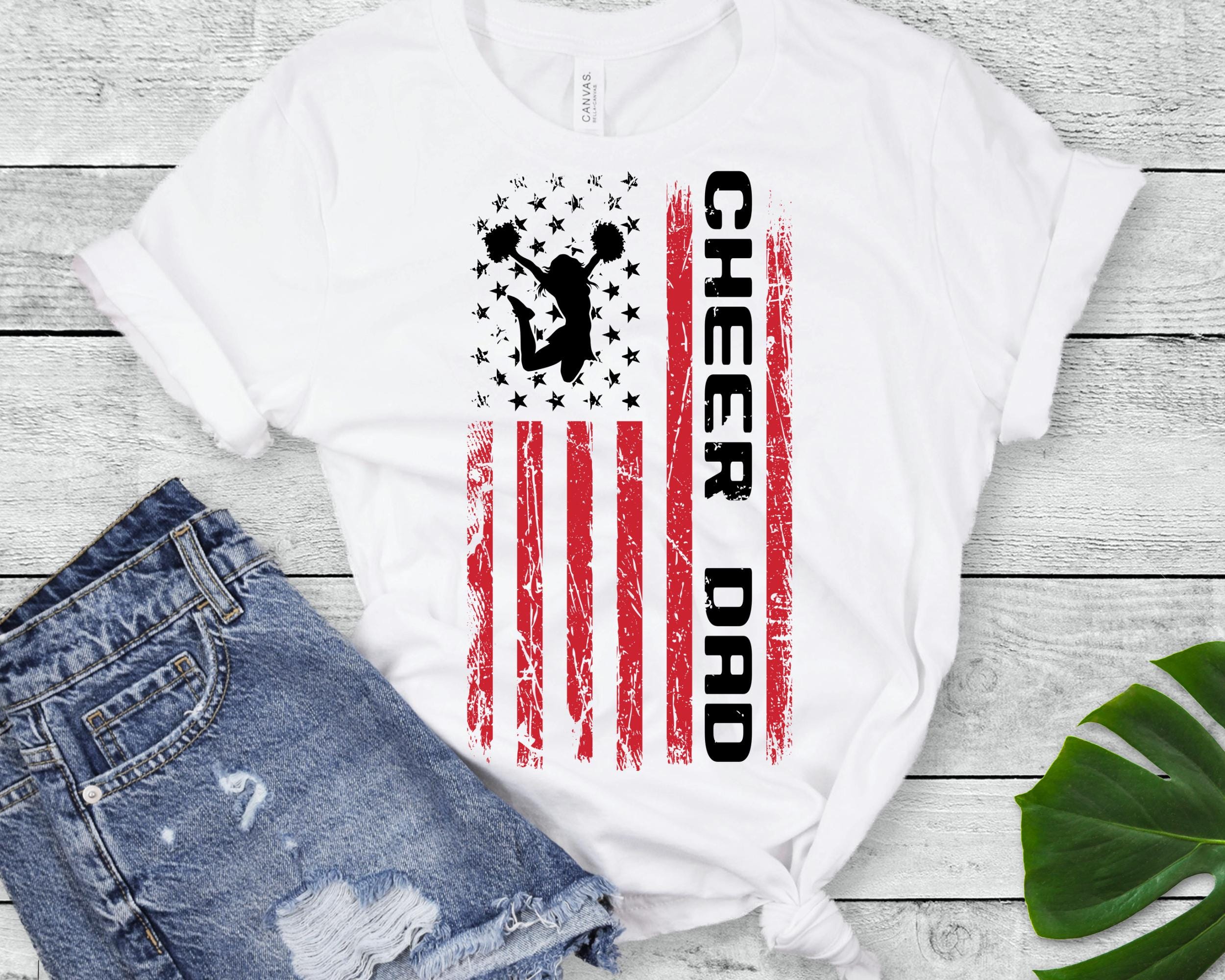 Cheer Dad SVG, US Flag Cheerleading Design, Patriotic Dad PNG for ...