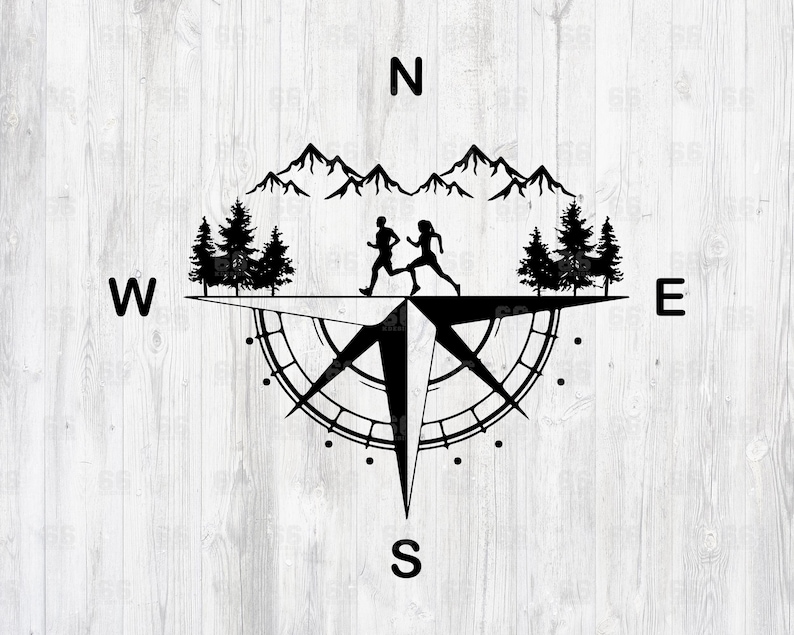 Sport Runner Compass SVG File Male and Woman, Runner Vector Image ...