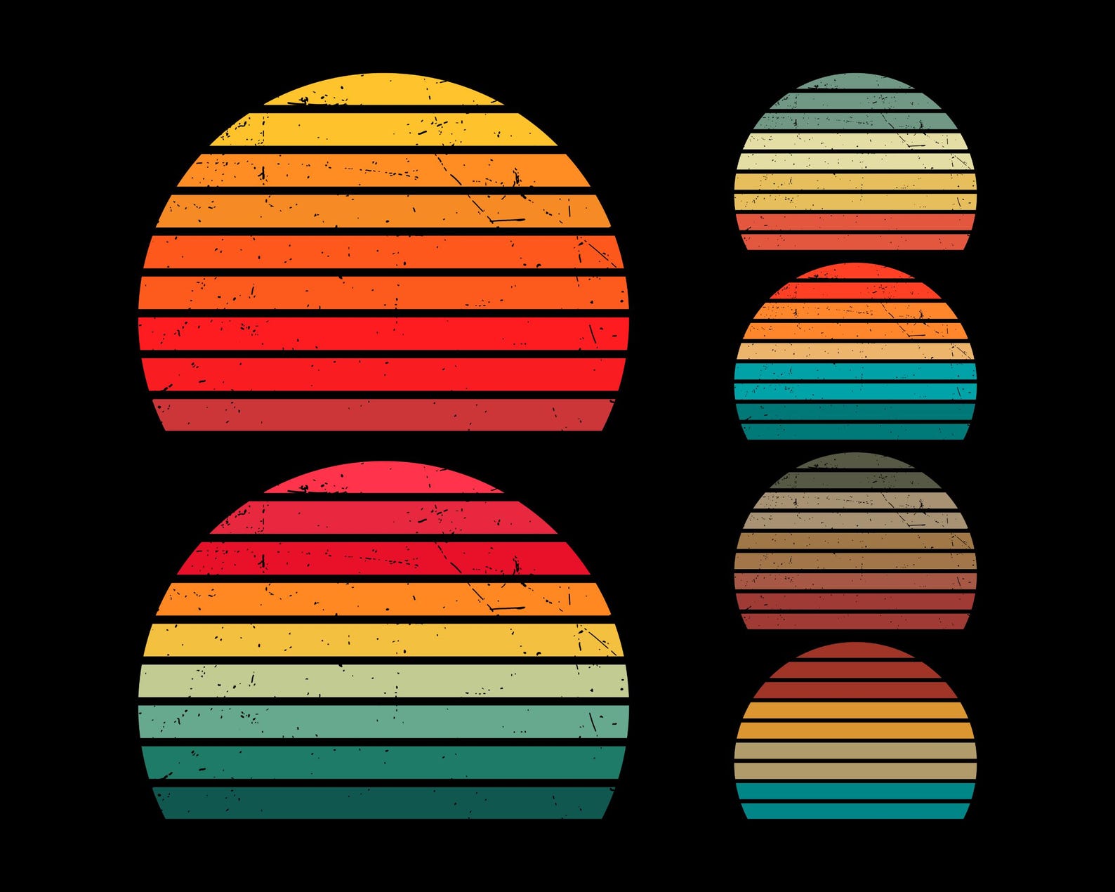 Retro Vintage Sunset PNG Bundle - 70s Sunset Rugged Grunge Distressed ...