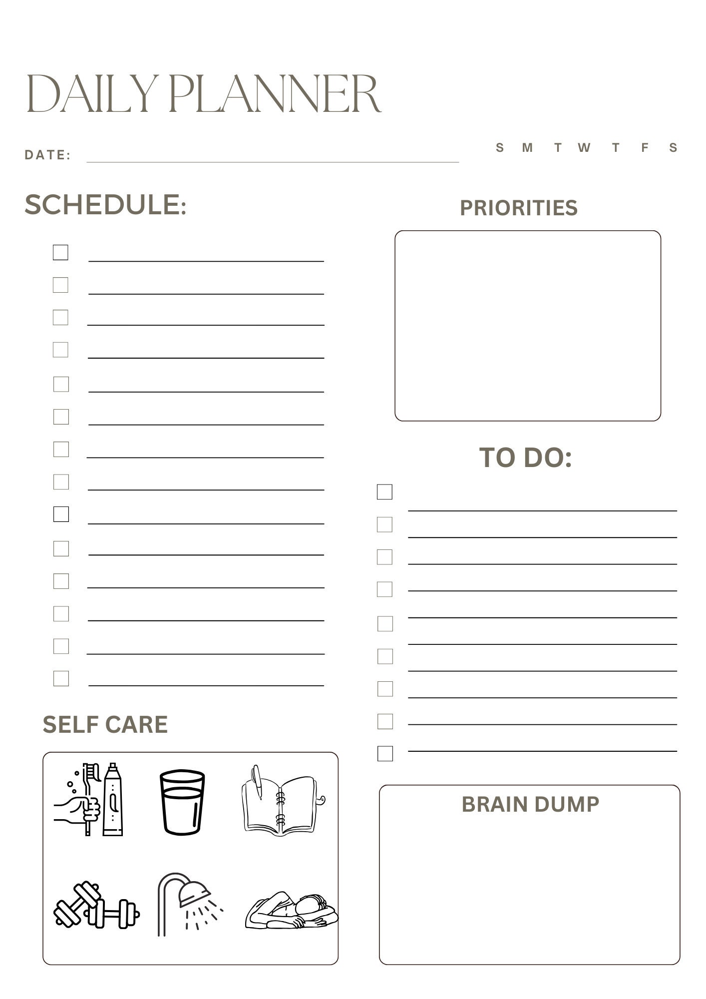 Daily Planner ADHD Friendly One Page Planner iPad Planner - Etsy