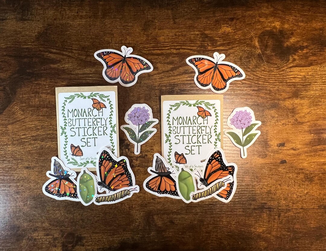Monarch Butterfly Life Cycle Sticker Pack Set of 6 Monarch Caterpillar ...