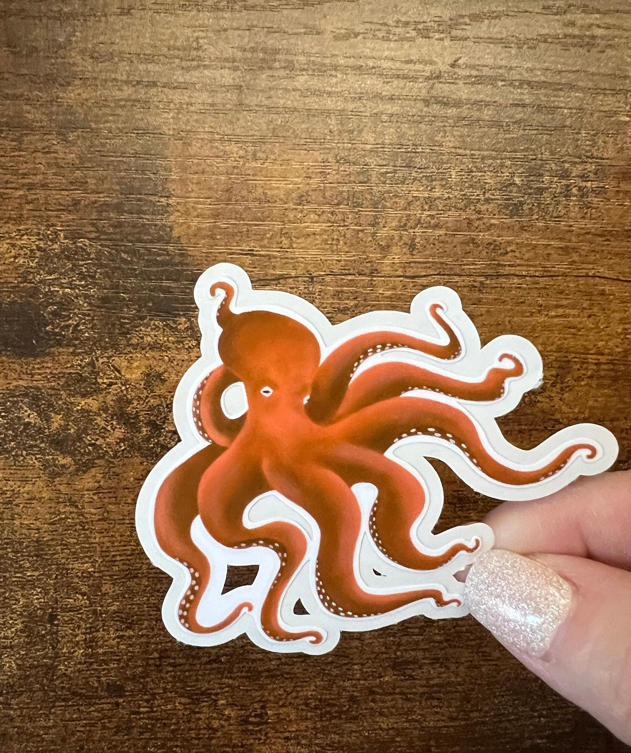 Giant Pacific Octopus Sticker, Ocean Themed Octopus Sticker, Marine ...