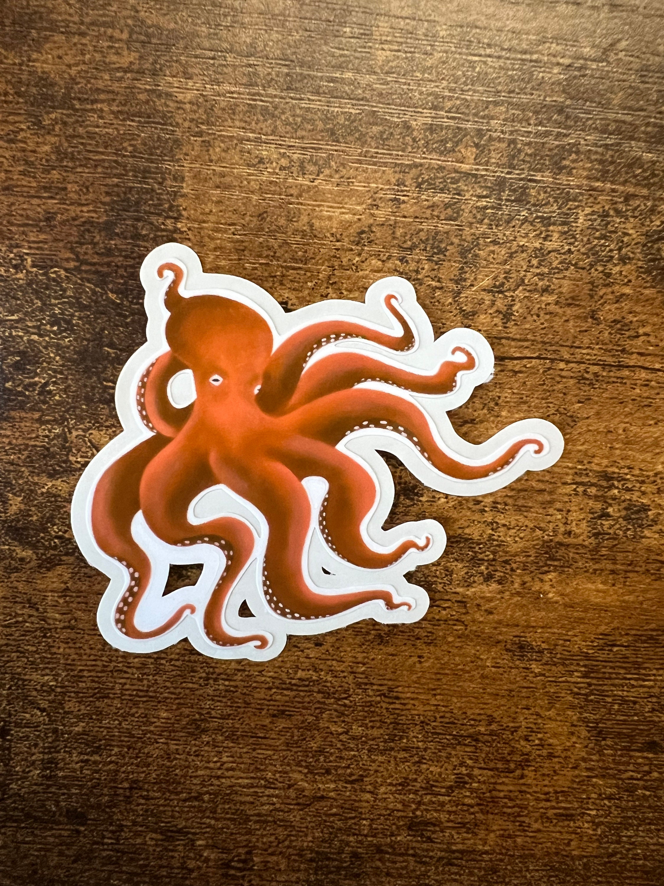 Giant Pacific Octopus Sticker, Ocean Themed Octopus Sticker, Marine ...