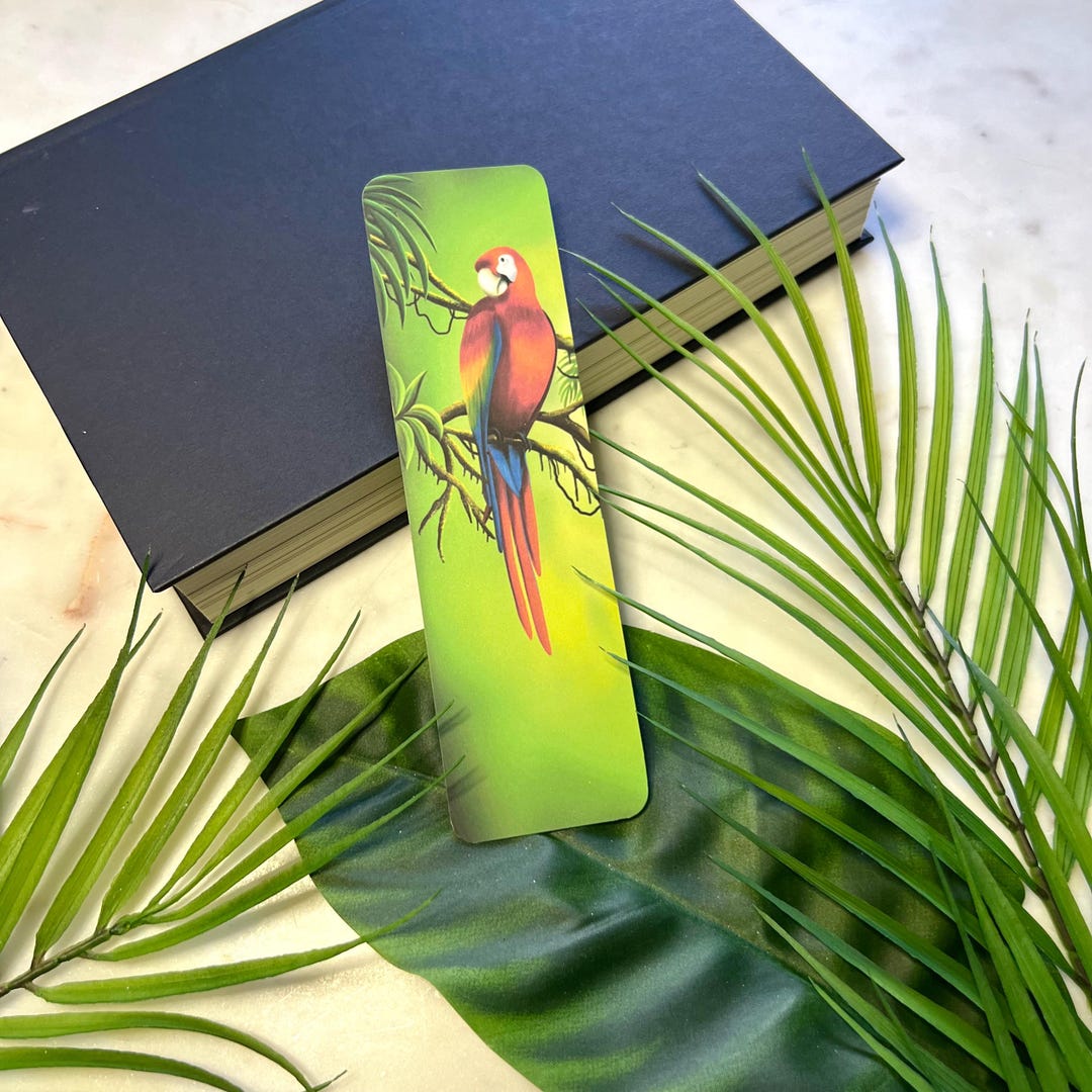 Macaw Parrot Bird Bookmark, Double Sided Bookmark, Bird Lover Bookmark ...
