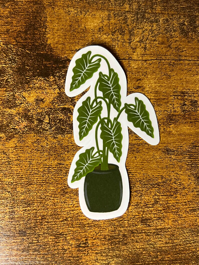 Alocasia Frydek Plant Sticker, Tropical Foliage Plant Sticker, House ...
