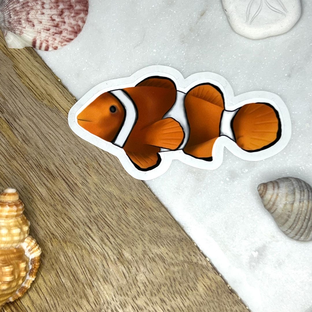 Clown Fish Sticker, Tropical Fish Sticker, Cute Fish Sticker, Orange ...