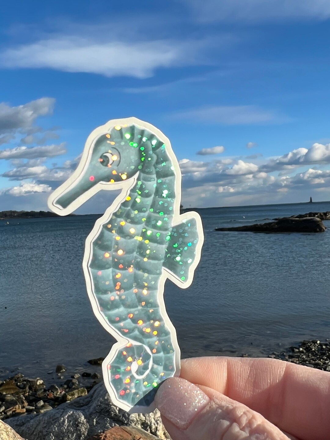 Seahorse Holographic Sticker Seahorse Sticker Glitter - Etsy