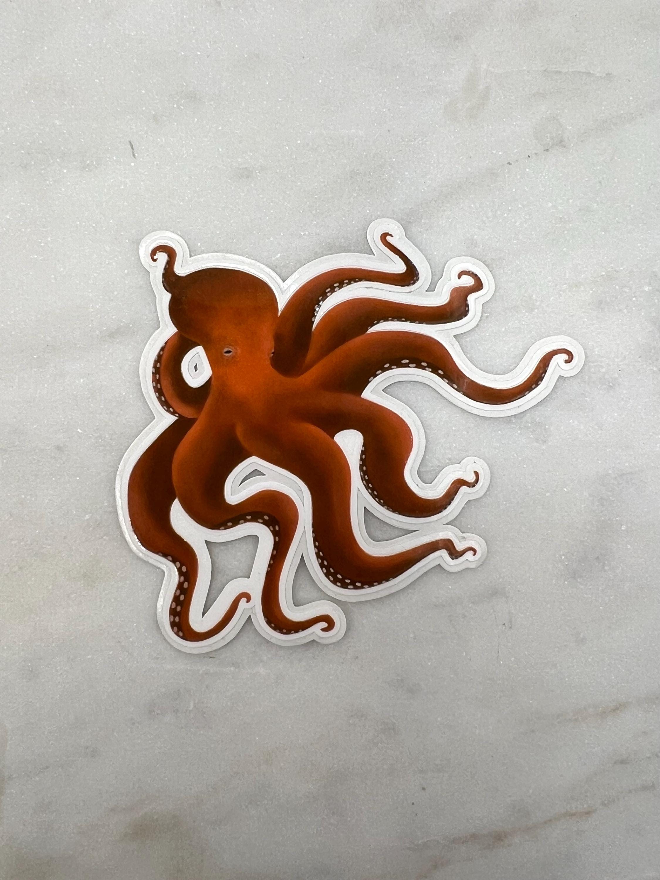 Giant Pacific Octopus Sticker, Ocean Themed Octopus Sticker, Marine ...