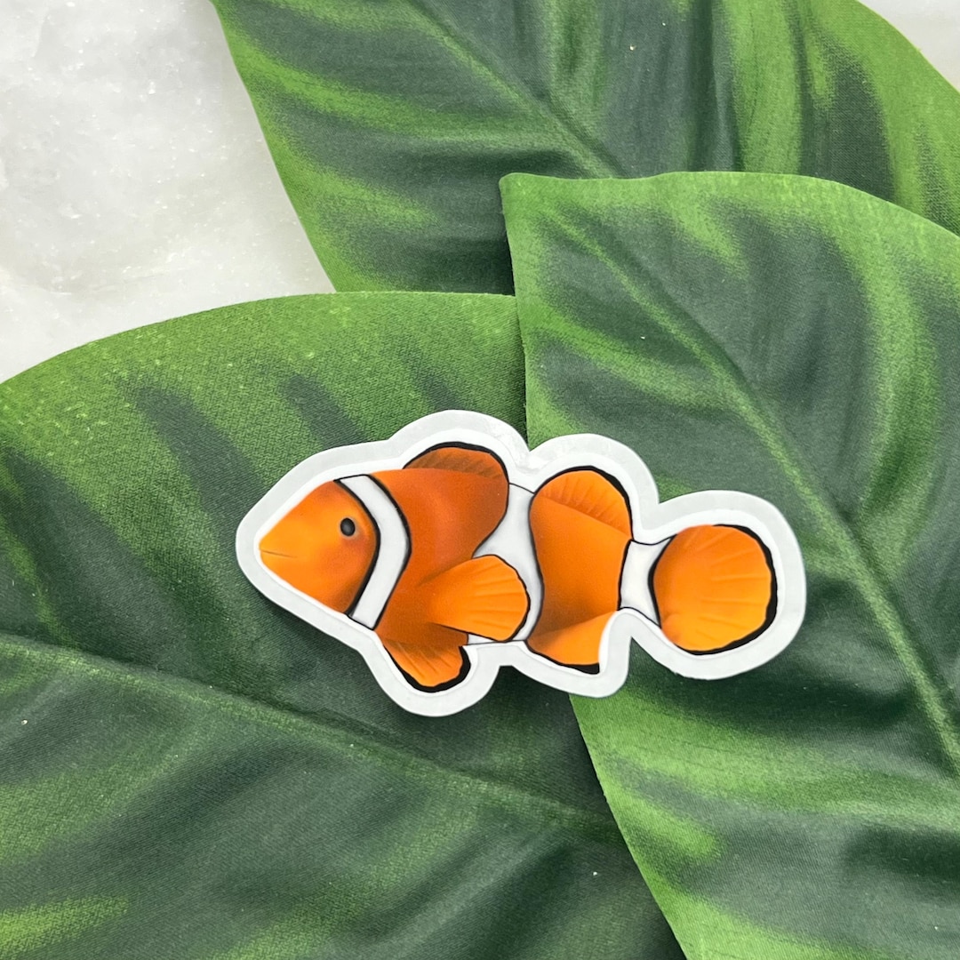 Clownfish Sticker, Tropical Fish Sticker, Cute Fish Sticker, Orange ...