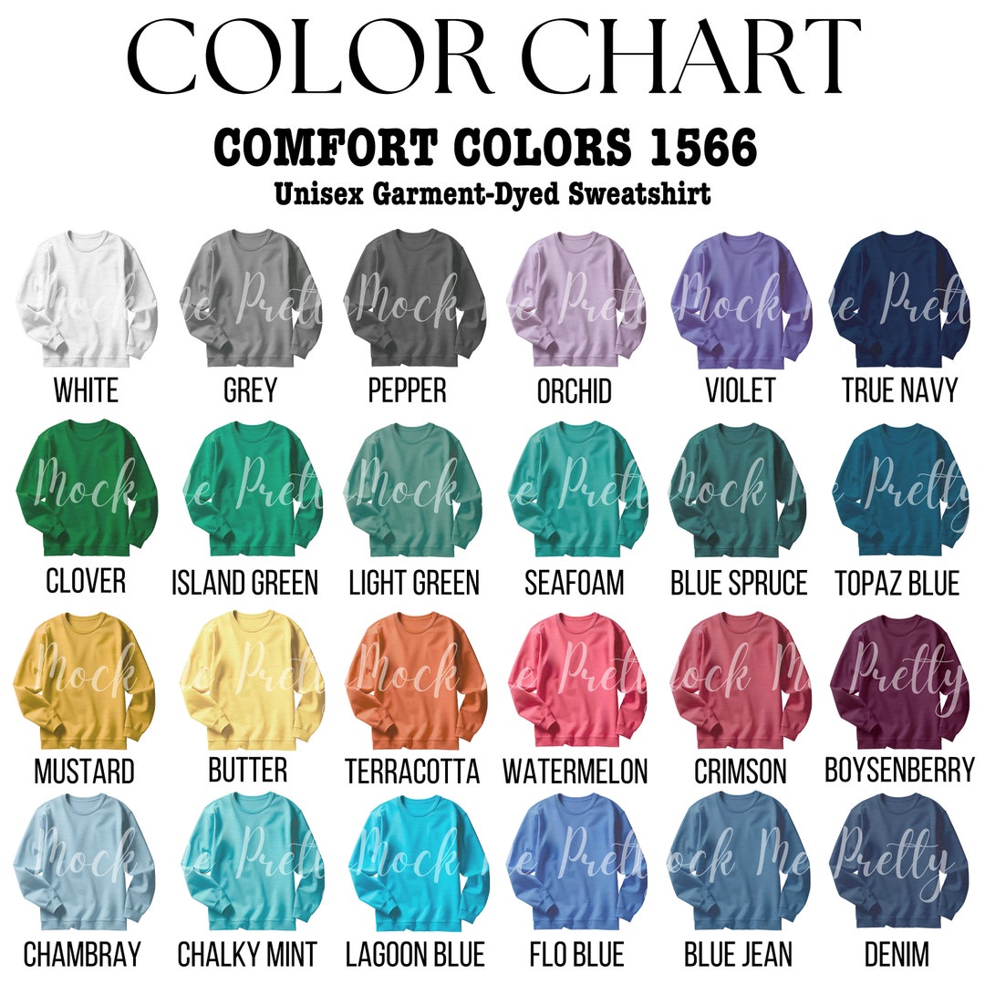 Comfort Colors 1566 Sweatshirt Color Chart Mockup Comfort Colors ...