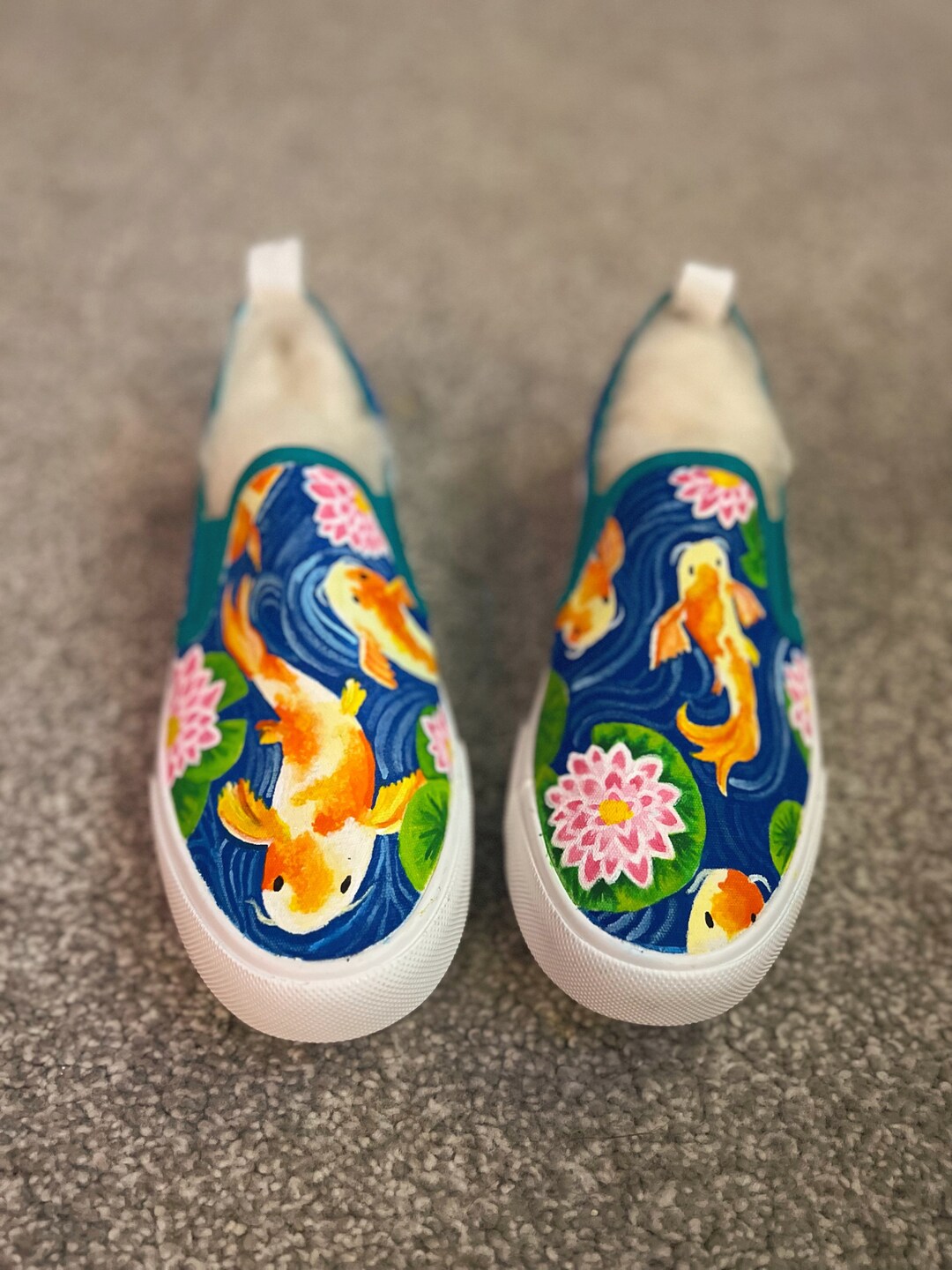 Koi Fish Hand Painted Slip on Shoes - Etsy
