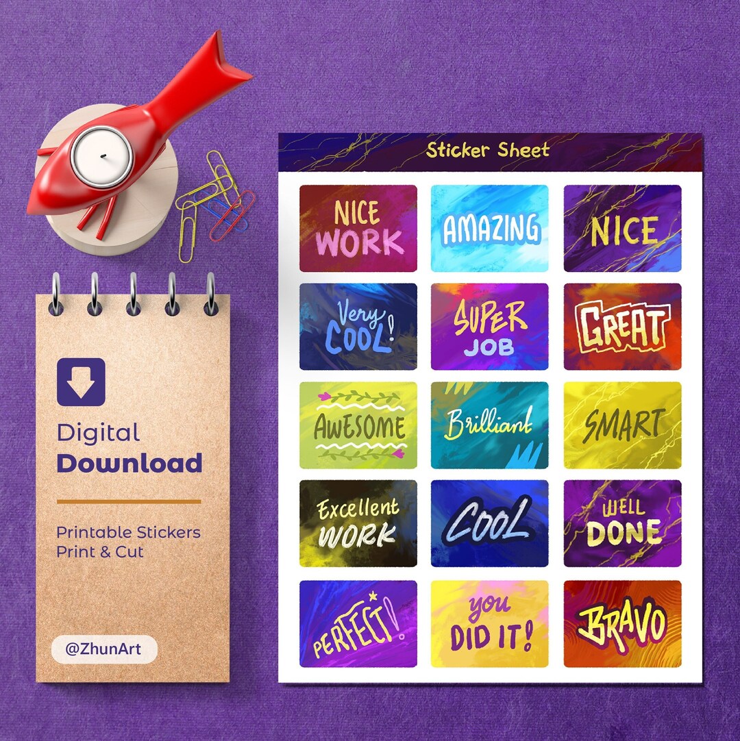 Good Job Motivational Quotes and Reward Sticker Sheet: - Etsy