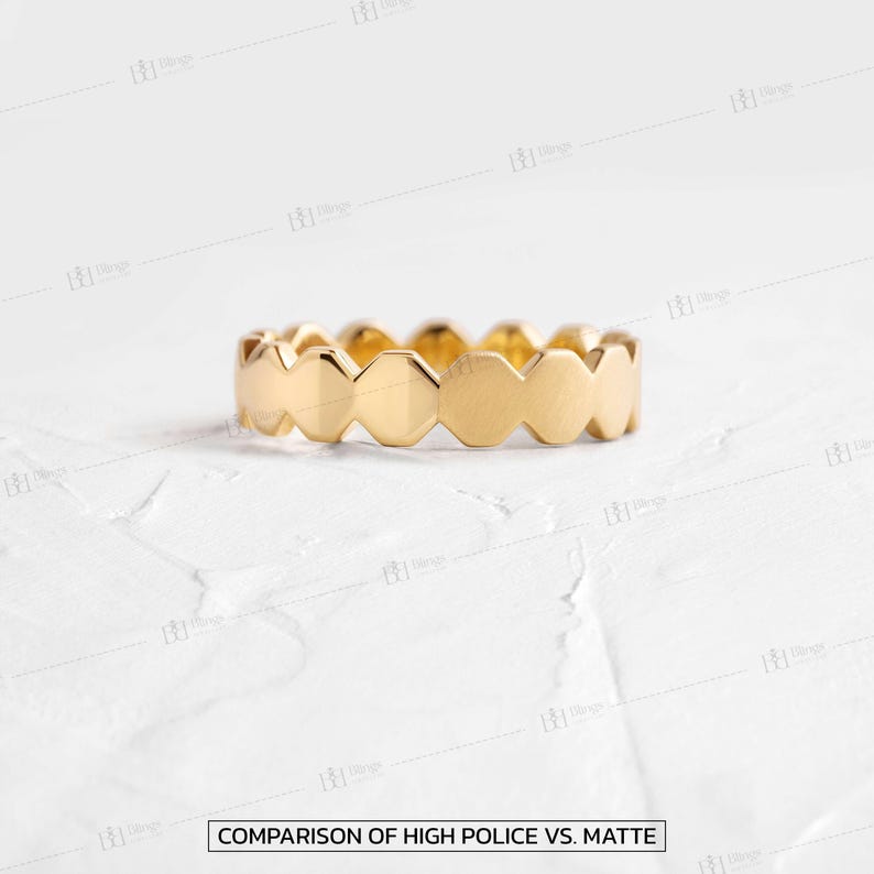 Octagon Band, Octagon Wedding Band Solid Gold, Bolt Shape Ring, Wedding ...