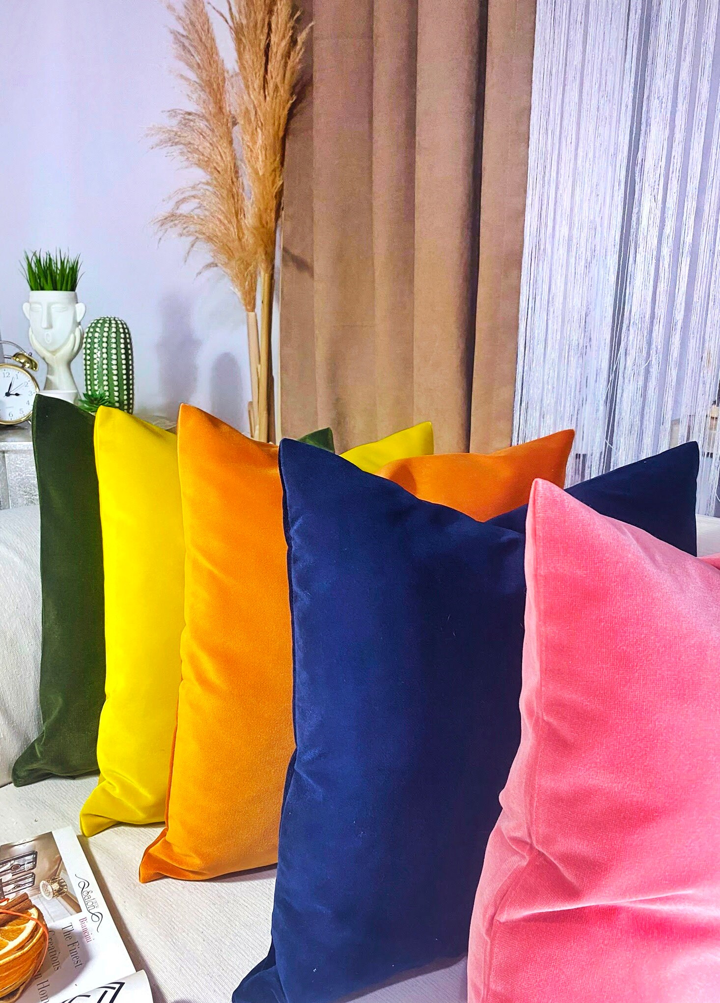 Luxury Velvet Cushion Covers, Turkish Woven Plush Velvet Pillow Covers ...