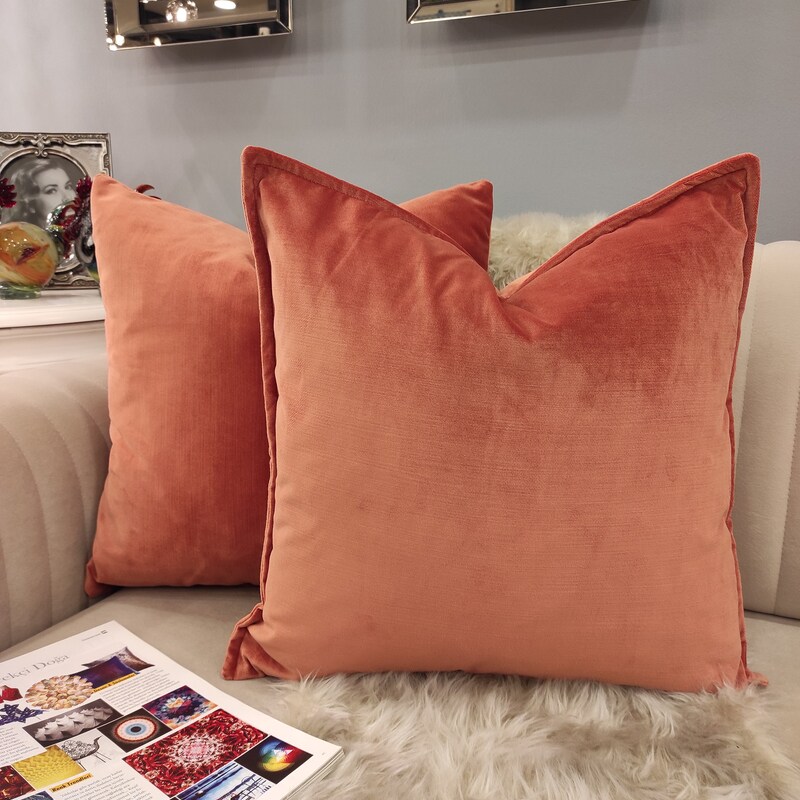 Salmon Velvet Pillow - Etsy