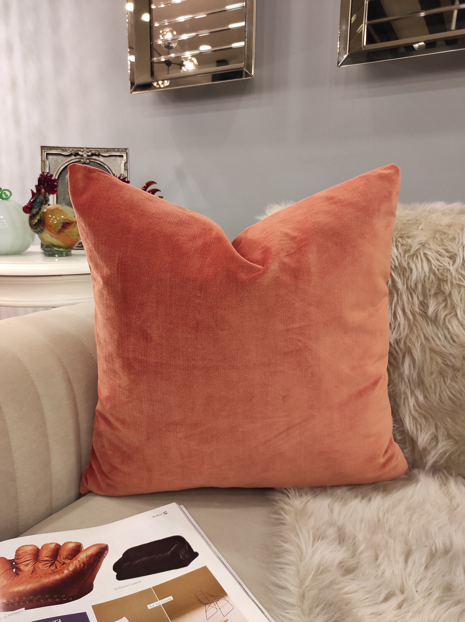 Luxurious Salmon Pink Velvet Pillow Cover pink Velvet Throw - Etsy