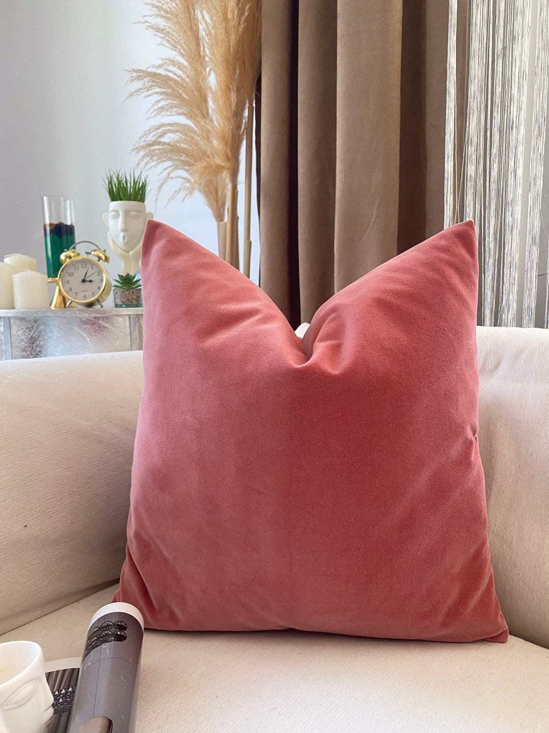 Luxurious Powder Pink Velvet Pillow Cover Opulent Pink Velvet Cushion ...