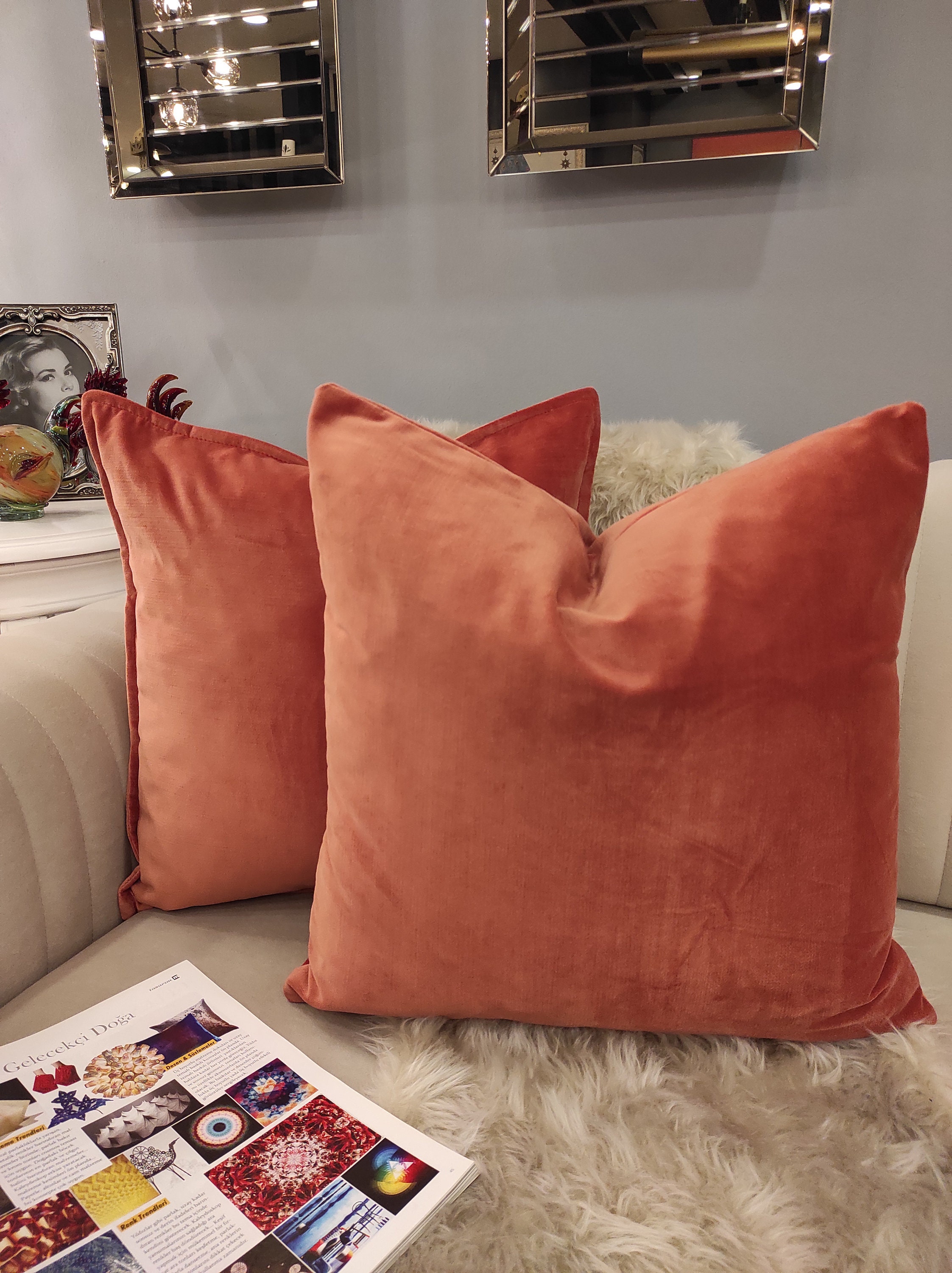 Luxurious Salmon Pink Velvet Pillow Cover pink Velvet Throw - Etsy