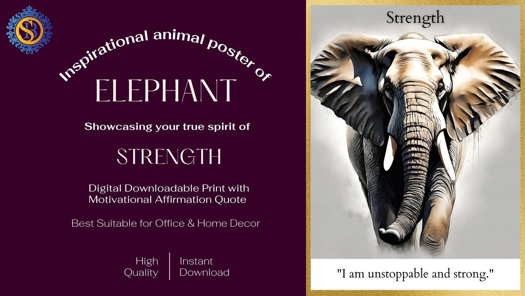 Elephant : Inspirational Poster L Wildlife Motivational Art L - Etsy