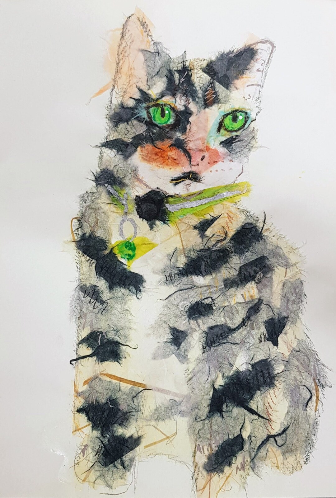 Charlie the Tabby Cat - A4 Mixed Media Collage Original Artwork - Etsy