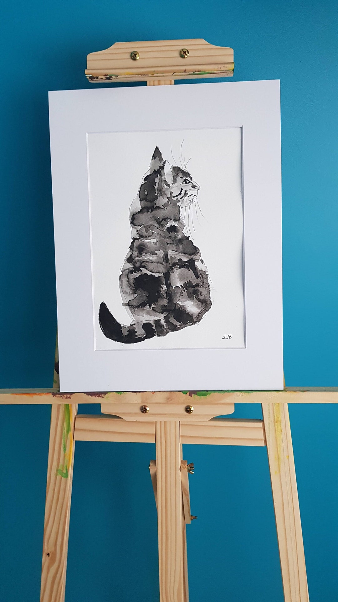 Cat Ink Painting Cat Artwork Cat Ink Drawing Modern Cat Art Cute Cat ...
