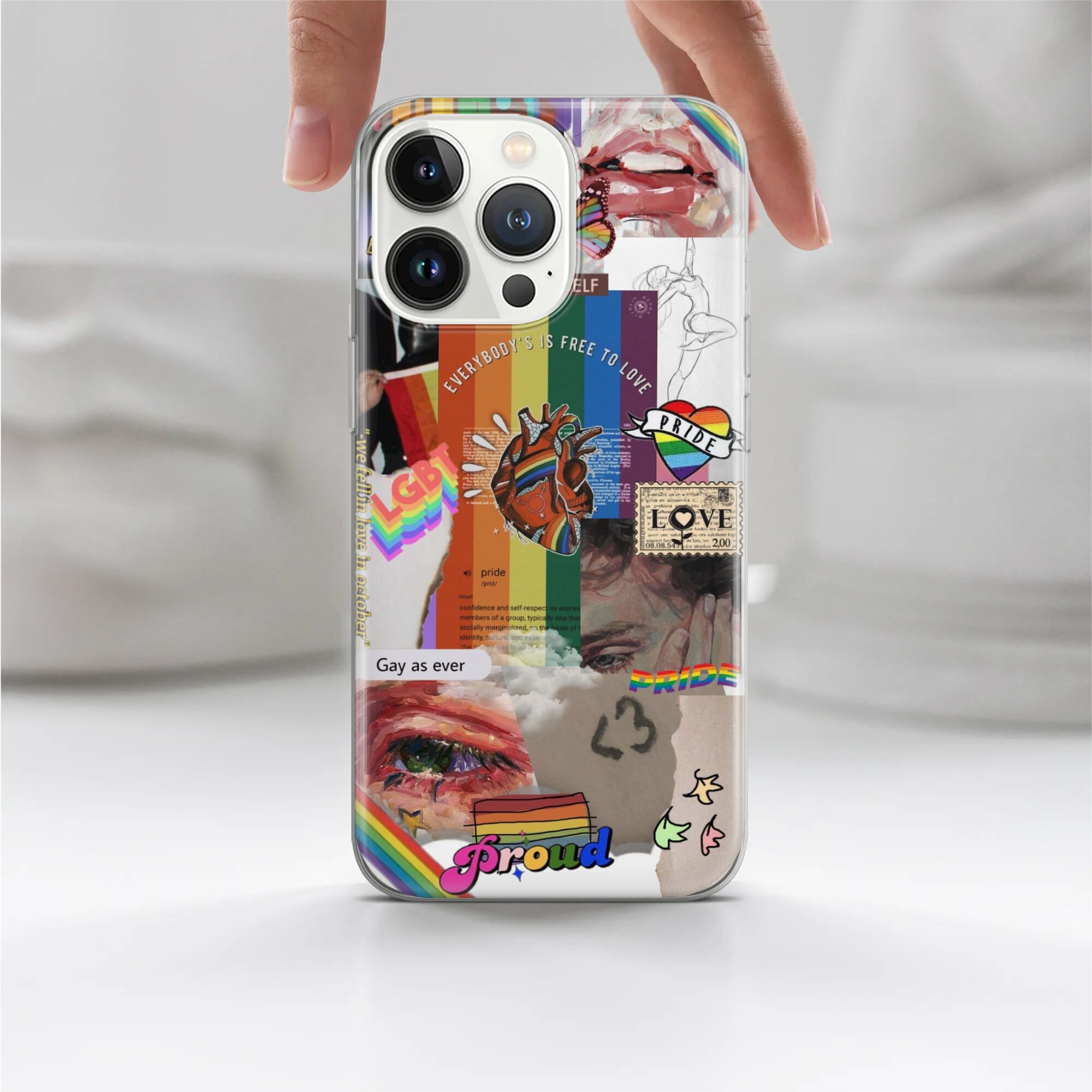 Rainbow Pride Phone Case Lgbtq Moodboard Cover for iPhone 15 14 13 12 ...
