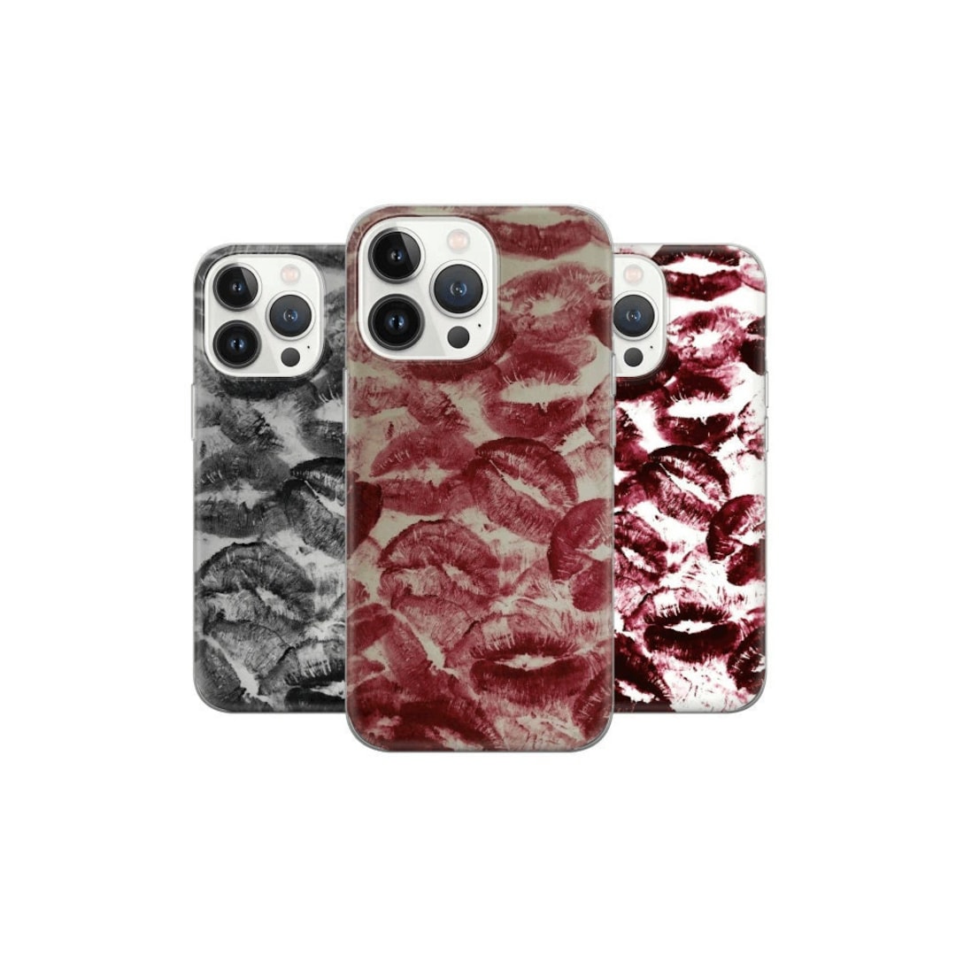 Kiss Mark Phone Case Lipstick Cover for iPhone 16 15 14 17 12 Pro 11 XR SE, Samsung S23 S22 A73 ...