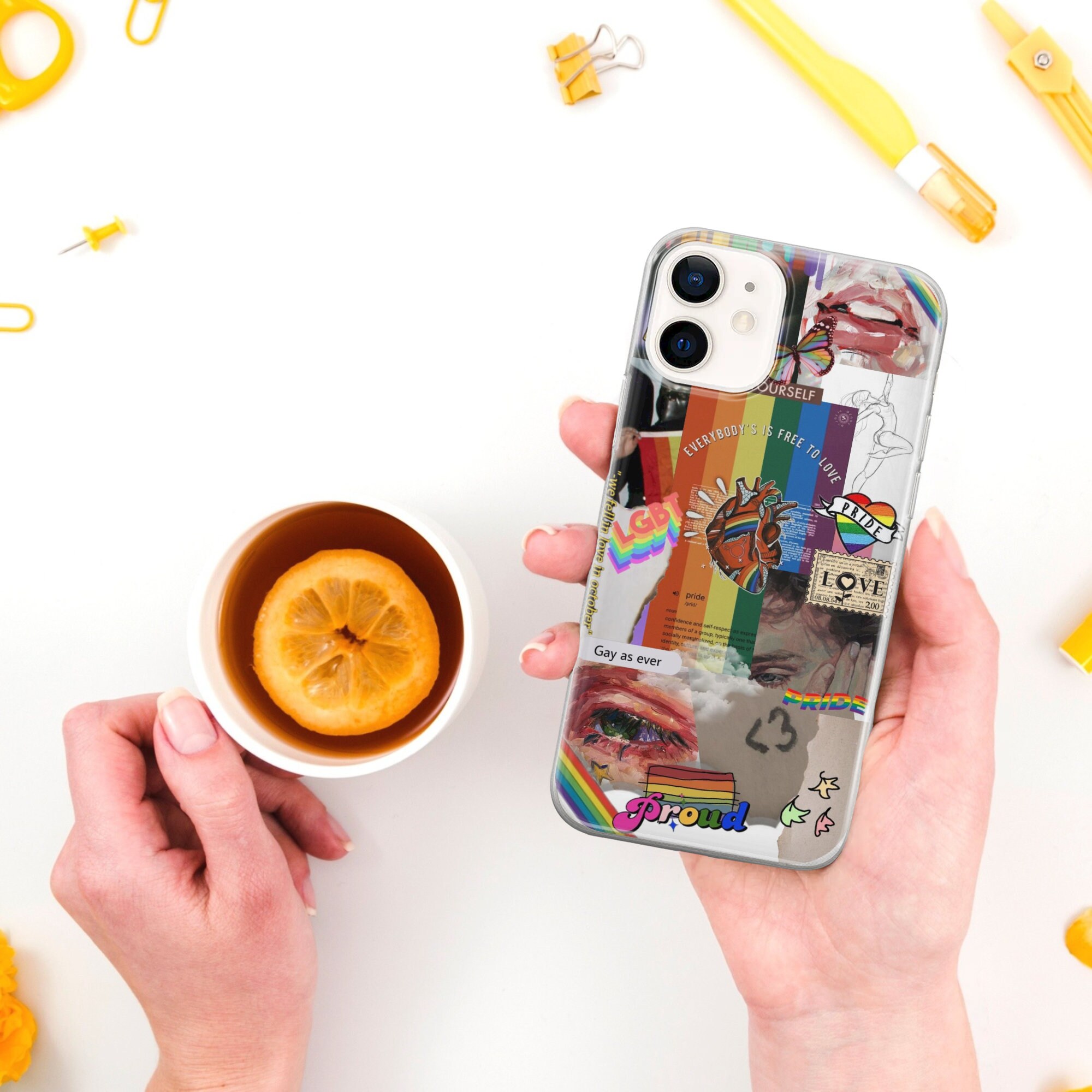 Rainbow Pride Phone Case Lgbtq Moodboard Cover for iPhone 15 14 13 12 ...