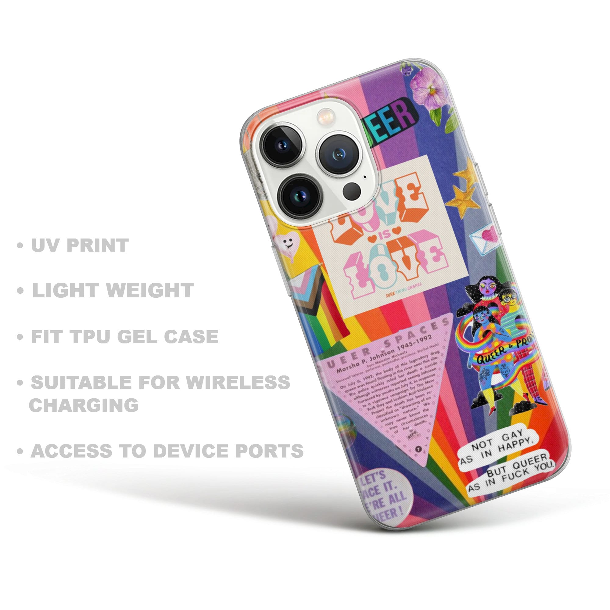 Rainbow Pride Phone Case Lgbtq Moodboard Cover for iPhone 15 14 13 12 ...