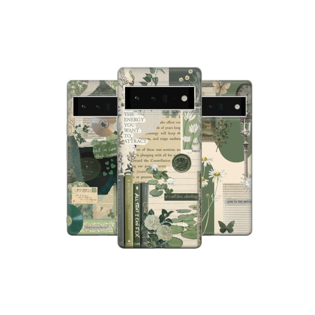 Sage Green Collage Phone Case Earthy Cover for Pixel 9 8 8 Pro 7 7A 7 ...