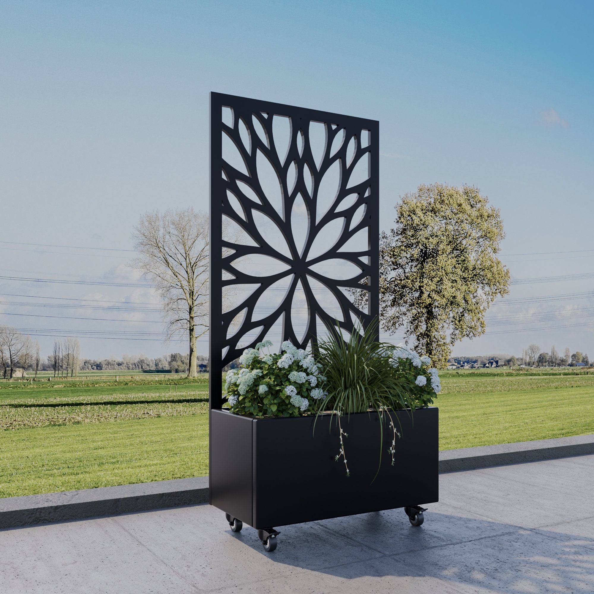 Composite Screen Planter With Trellis Screen, Garden Screen Planter ...