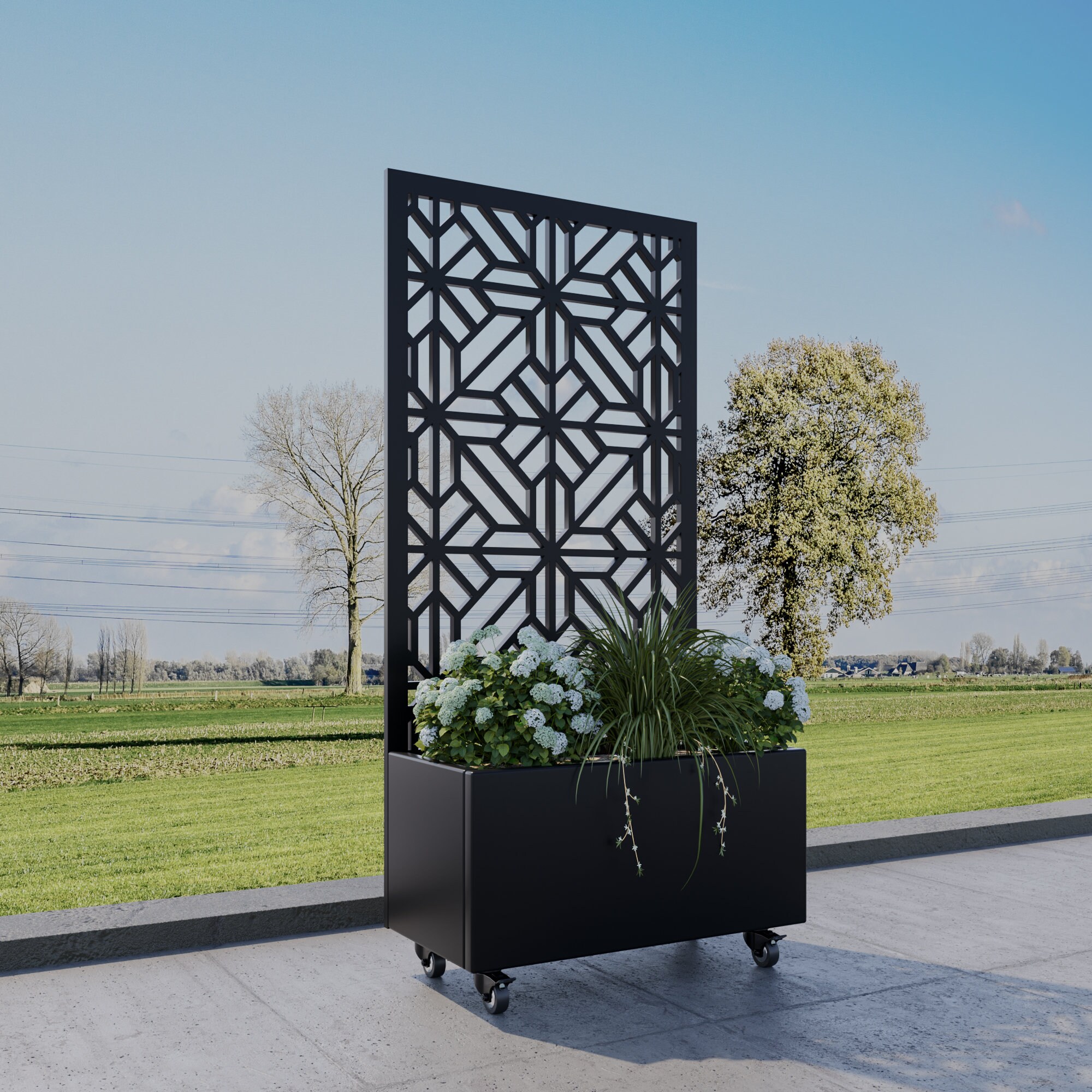Composite Screen Planter With Trellis Screen, Garden Screen Planter ...