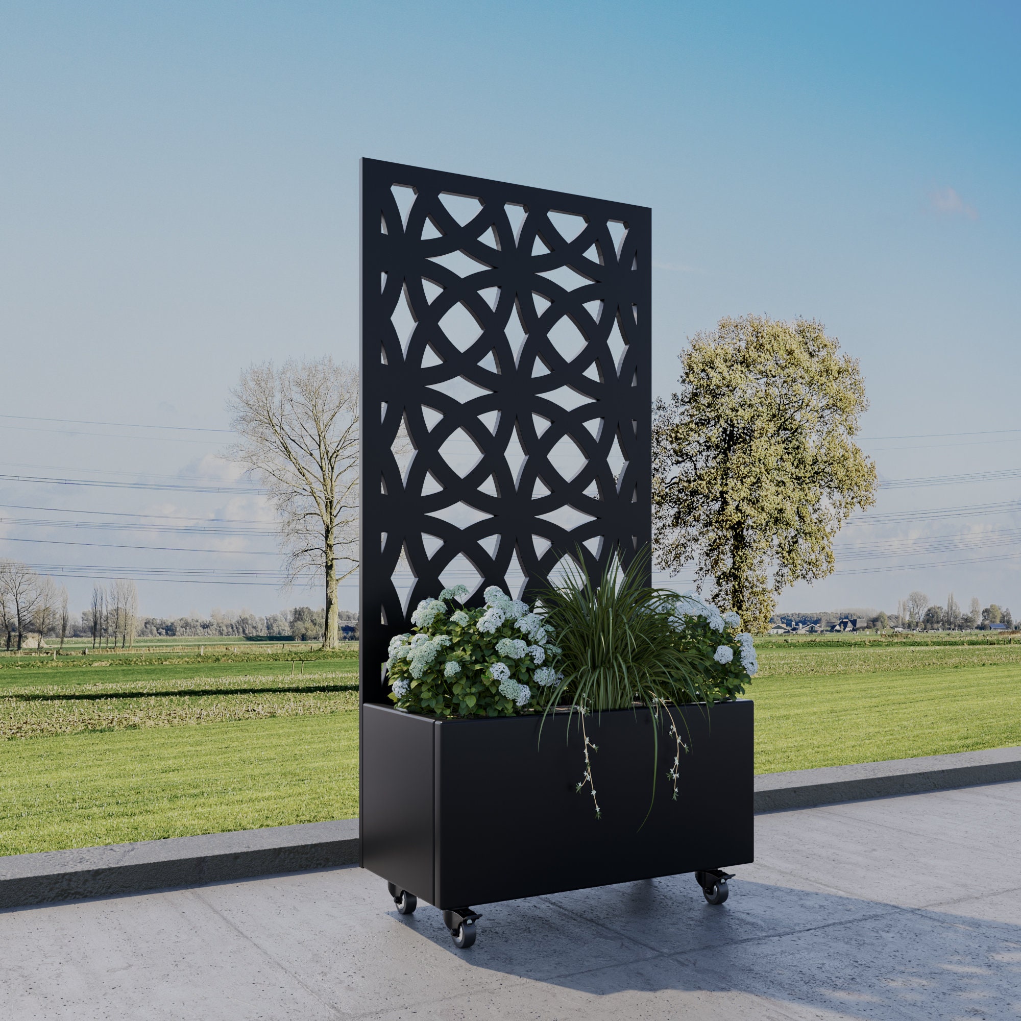 Composite Screen Planter With Trellis Screen, Garden Screen Planter ...