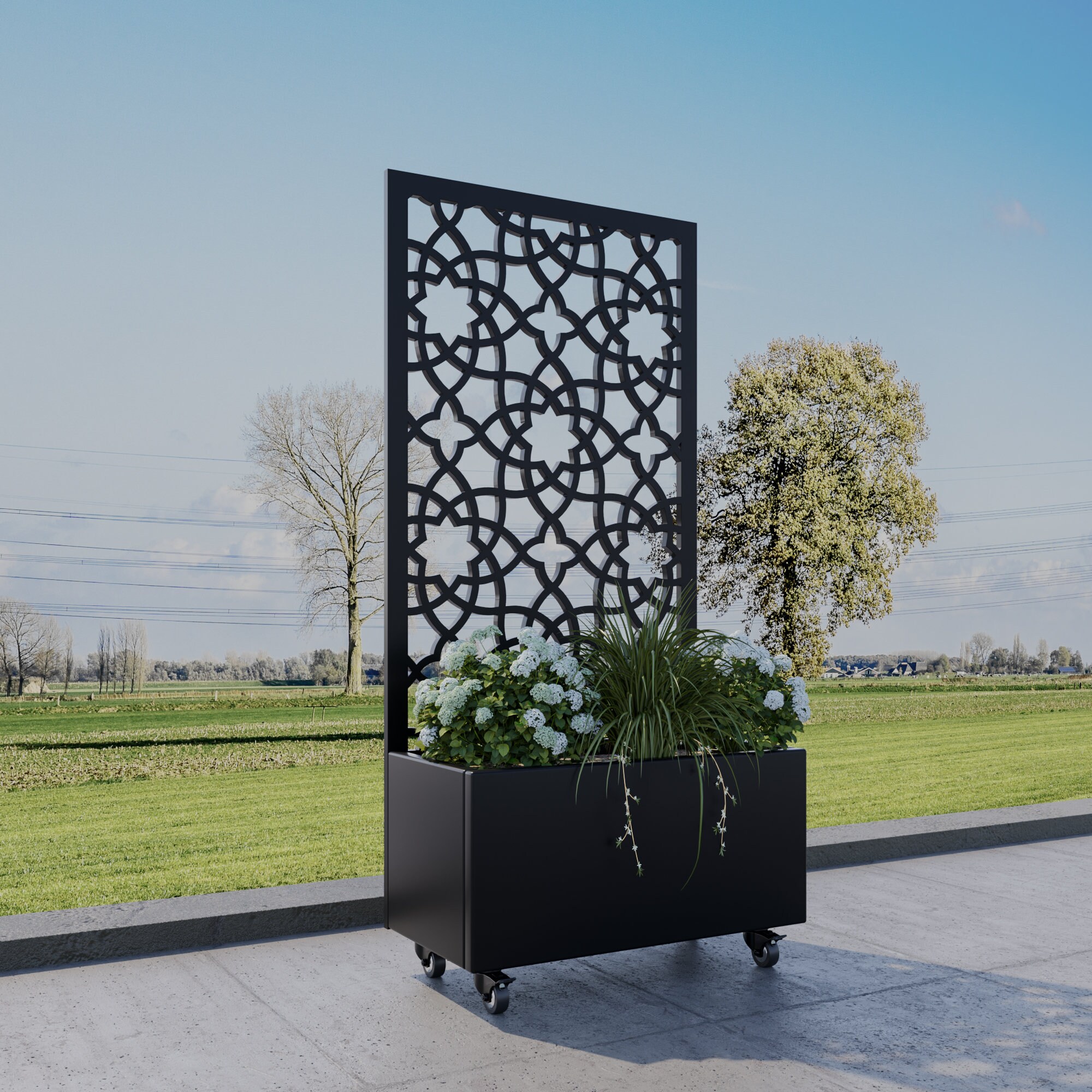 Composite Screen Planter With Trellis Screen, Garden Screen Planter ...
