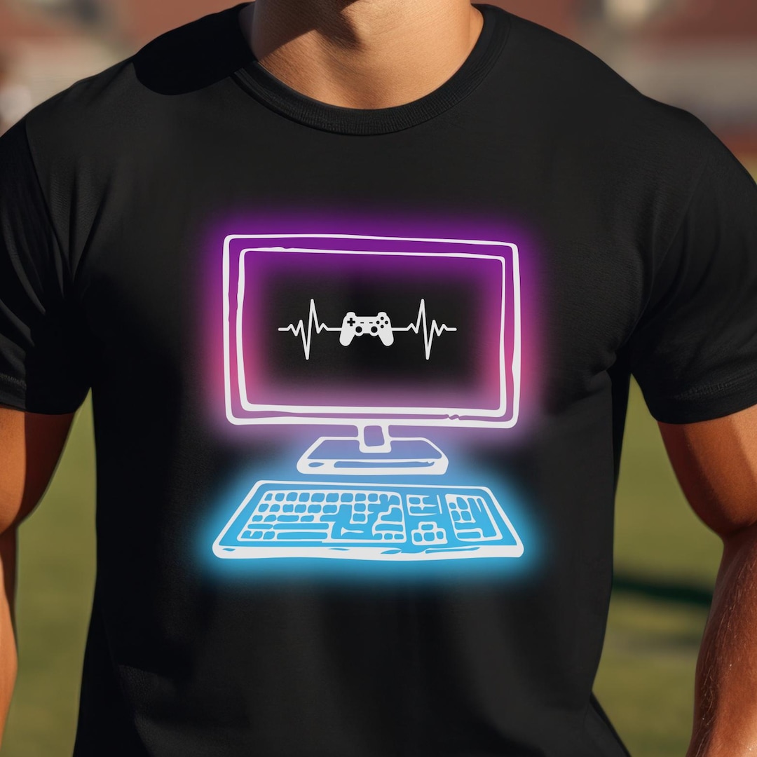 Gamer Heart Beat Shirt, Gamer Heart Beat T-shirt, Neon Shirt, Gaming ...