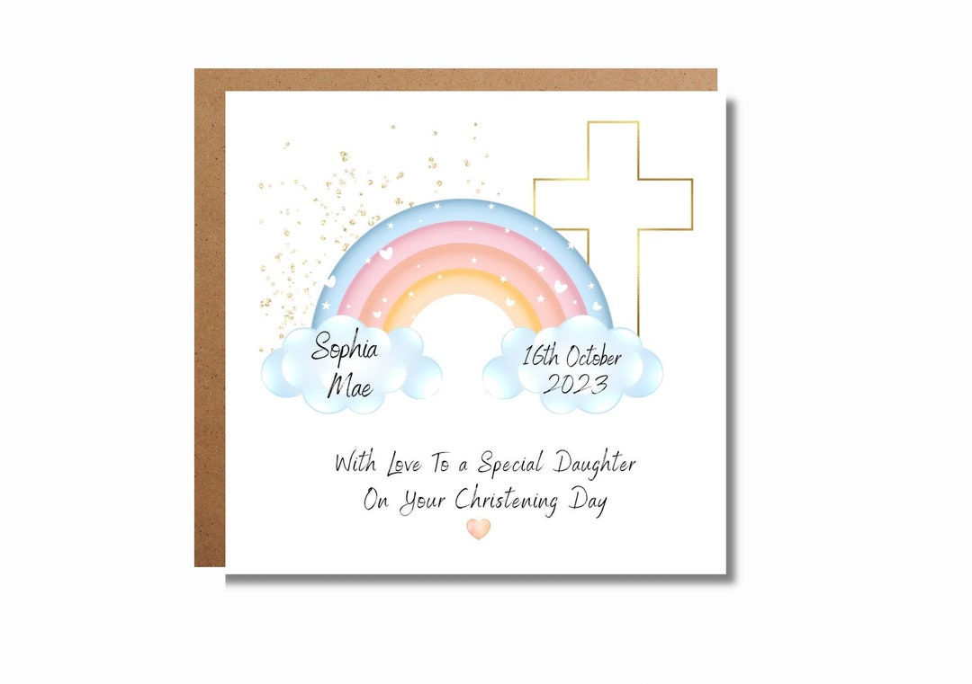 Personalised Christening Card, Baptism Card. Son, Daughter, Godson ...