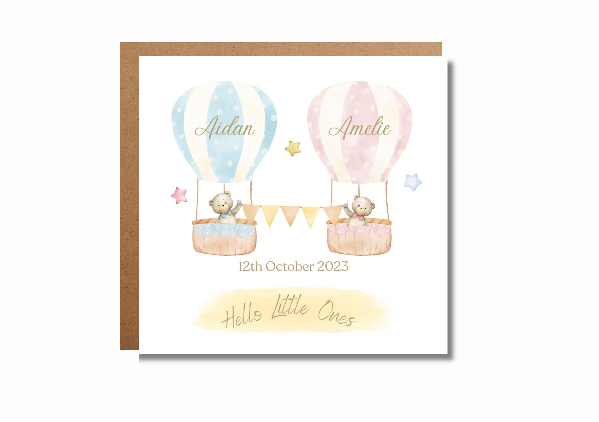Personalised New Baby Twins Card. New Twin Babies Card. Twin Girls Card ...