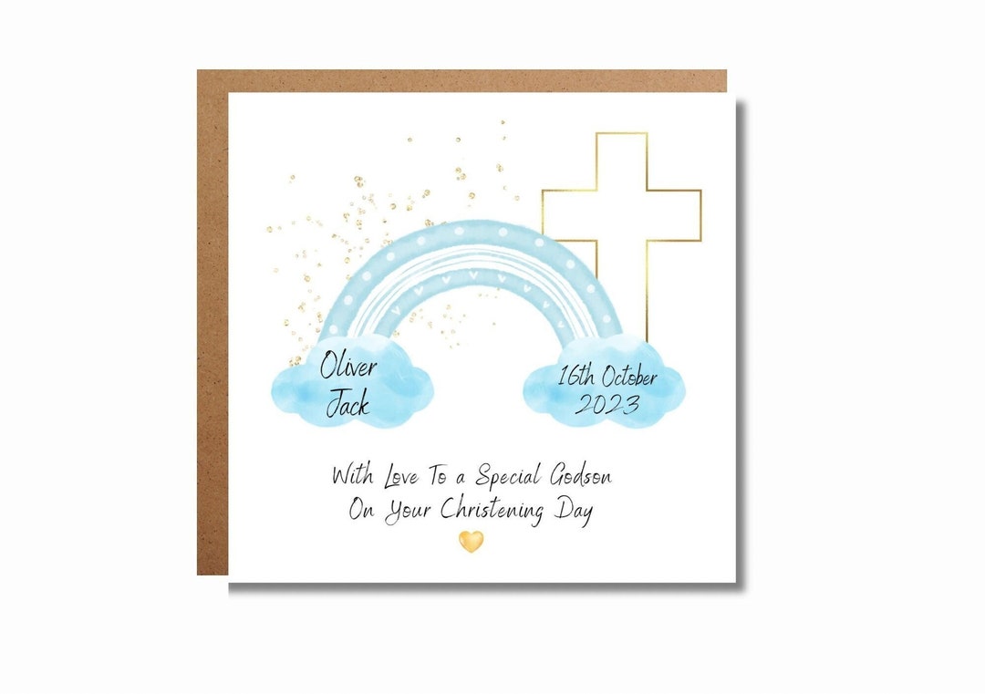 Personalised Christening Card, Baptism Card. Son, Daughter, Godson ...